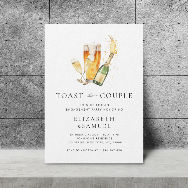 Let's Toast the Couple Wedding Shower Engagement Invitation | Zazzle
