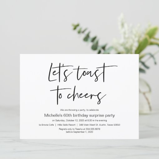 Let's toast to cheers, Surprise Birthday Party Invitation | Zazzle
