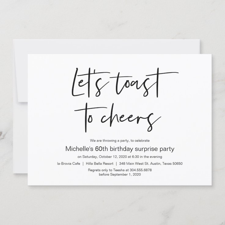 Let's toast to cheers, Surprise Birthday Party Invitation | Zazzle