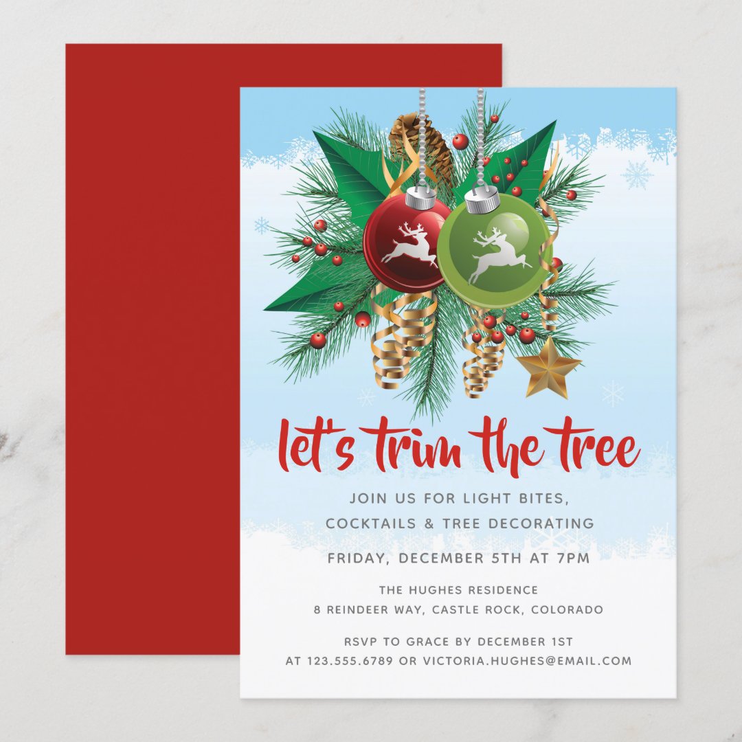 Let's Trim The Tree | Christmas Party Invitation | Zazzle