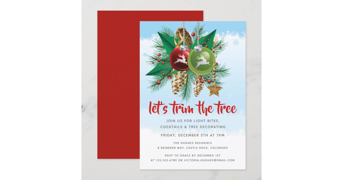 Let's Trim The Tree | Christmas Party Invitation | Zazzle