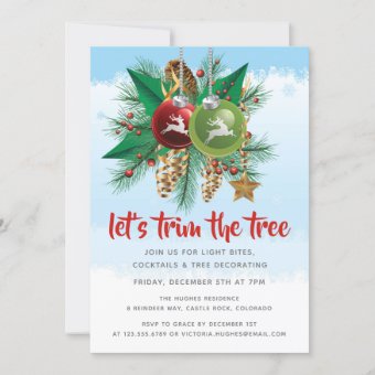 Let's Trim The Tree | Christmas Party Invitation | Zazzle