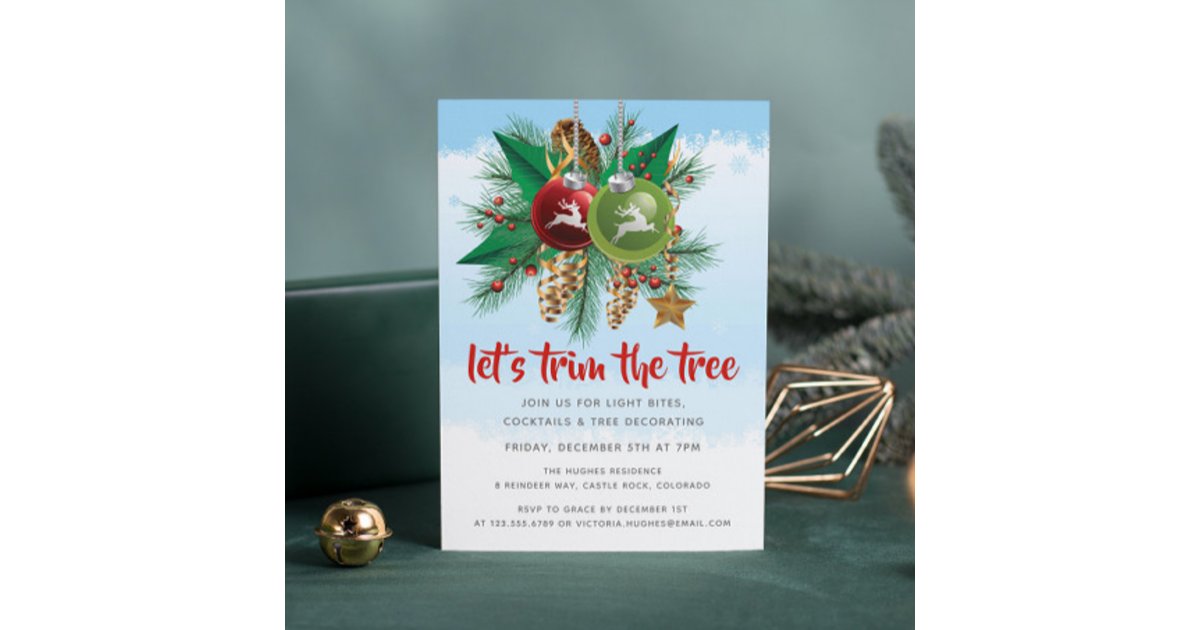 Let's Trim The Tree | Christmas Party Invitation | Zazzle