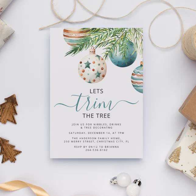 Lets Trim The Tree | Christmas Party Invitation | Zazzle