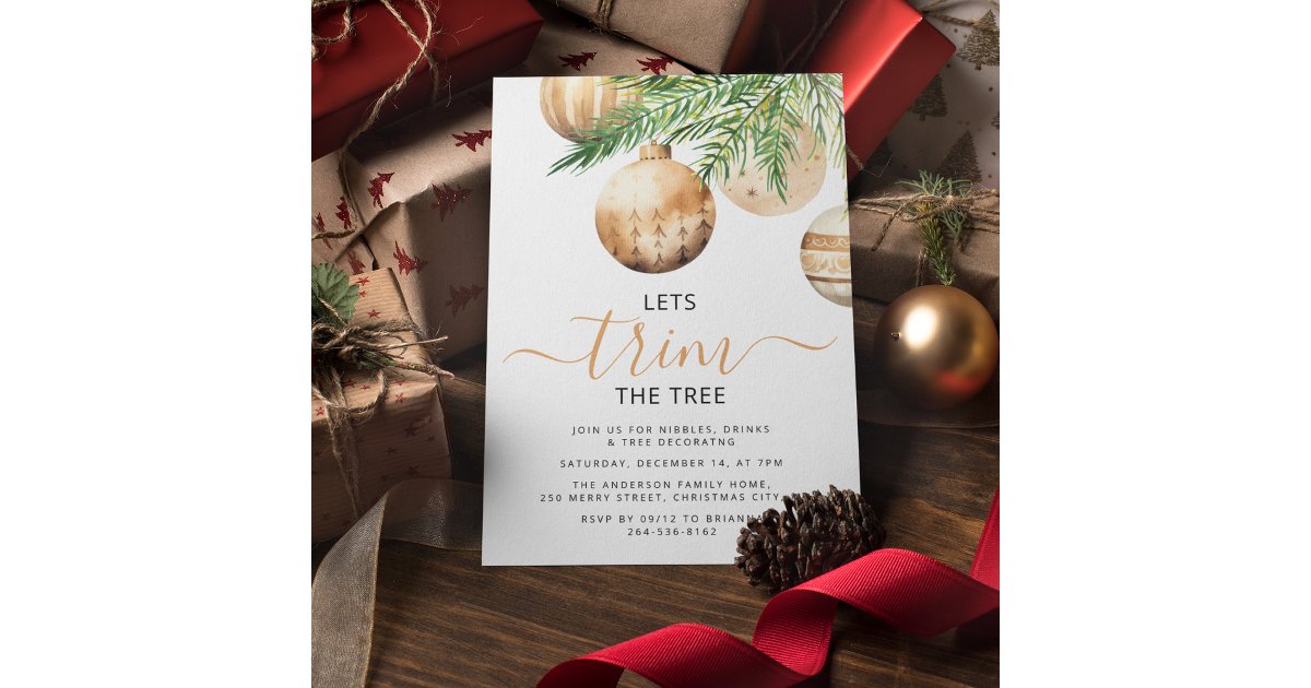 Lets Trim The Tree | Christmas Party Invitation | Zazzle