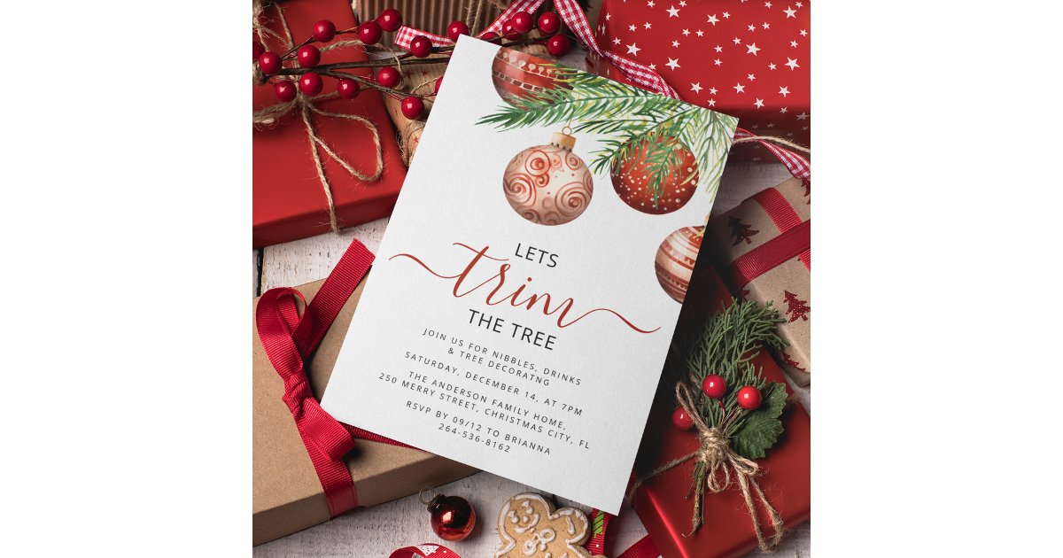 Lets Trim The Tree | Christmas Party Invitation | Zazzle