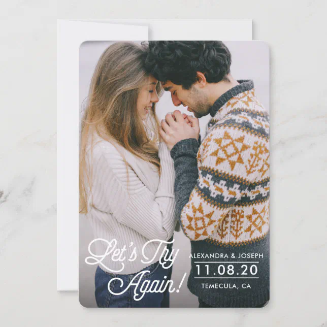 Let's Try Again Postponement Card | Zazzle