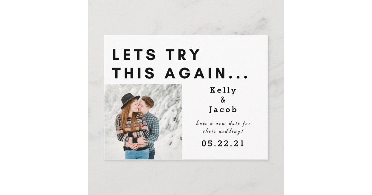 lets try this again change the date postcard | Zazzle