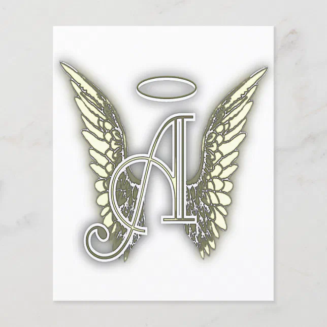 Letter A - Angel AlphabetInitial Letter Wings Halo Flyer | Zazzle