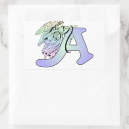 Letter A angel monogram alphabet initial Rectangular Sticker | Zazzle