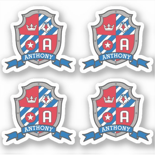 Letter A custom name Anthony eagle knights crest Sticker | Zazzle