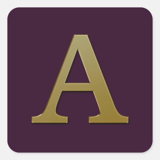 Letter A Gold Square Sticker | Zazzle.com