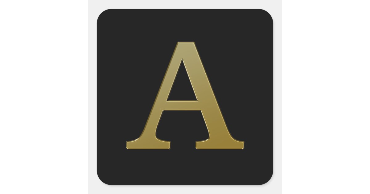Letter A Gold Square Sticker | Zazzle