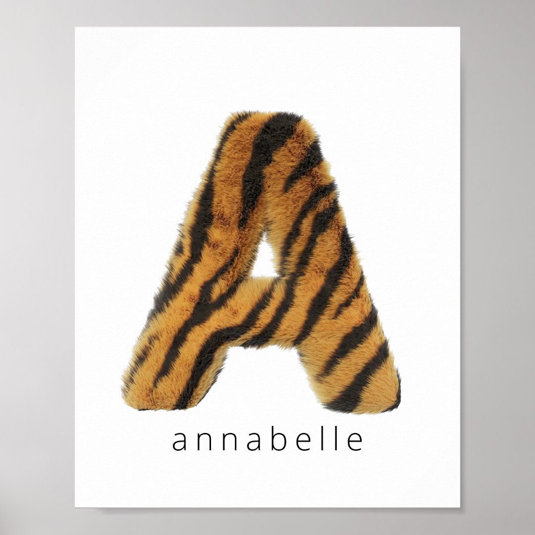 Letter A Tiger Fur Poster | Zazzle