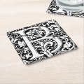 Letter B Medieval Monogram Art Nouveau Square Paper Coaster | Zazzle