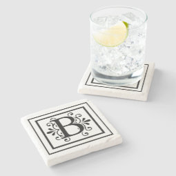 Letter B Monogram Stone Coasters | Zazzle