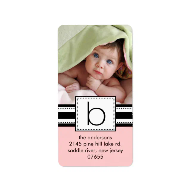 Letter B Monogram Vertical PHOTO Address Labels. Label | Zazzle