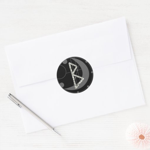 Letter B Rune Runic Monogram Geometric Moon Black Classic Round Sticker ...