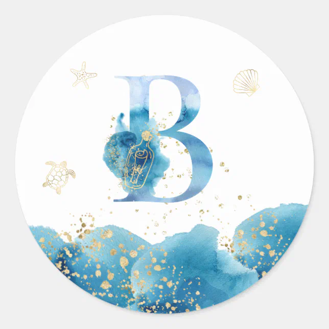 LETTER B - Sea Ocean Beach Envelope Sticker | Zazzle