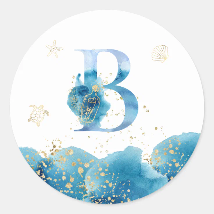 LETTER B - Sea Ocean Beach Envelope Sticker | Zazzle