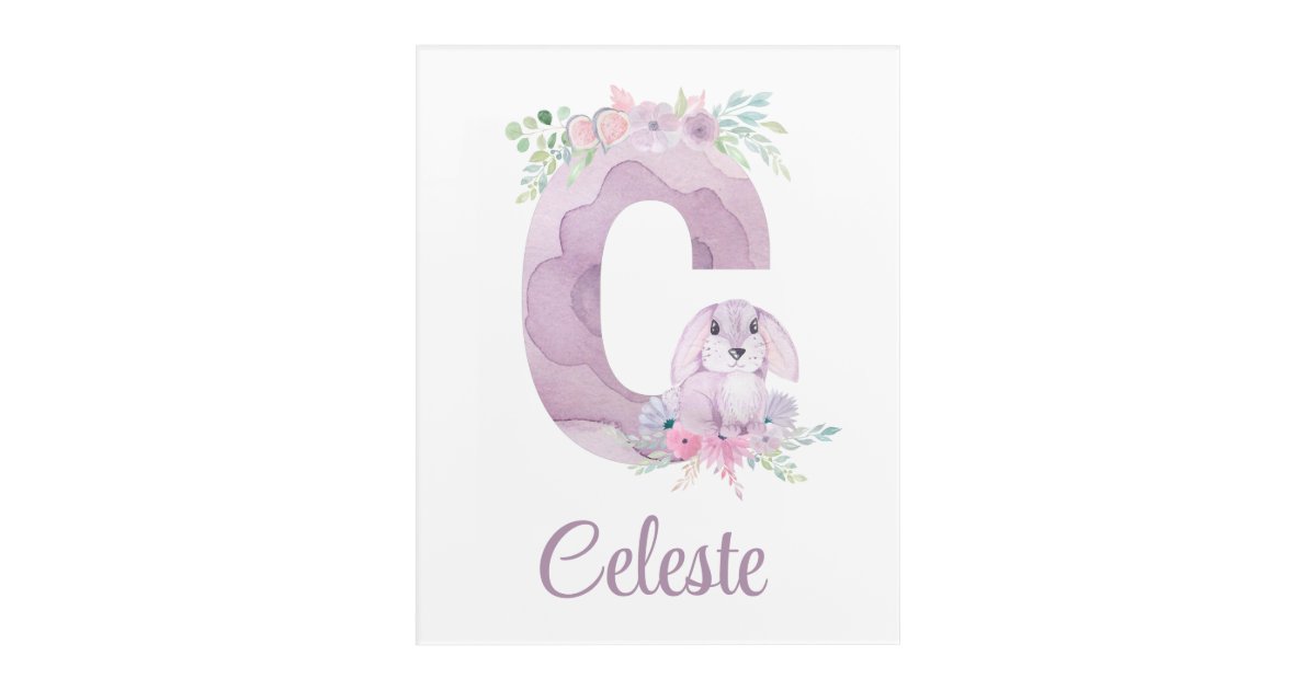 Letter C Bunny Acrylic Wall Art | Zazzle
