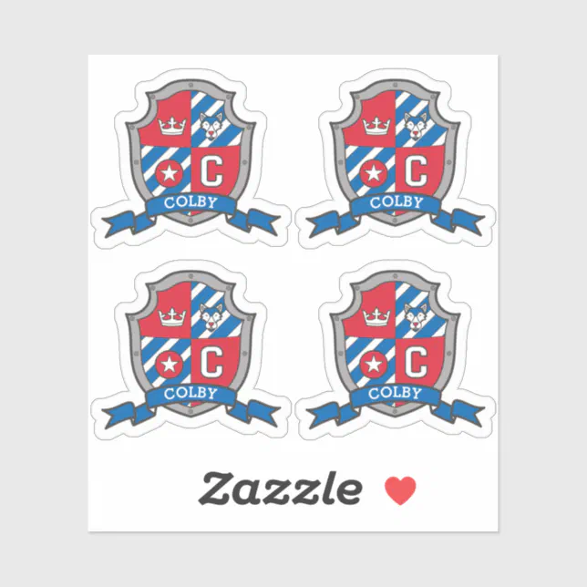 Letter C custom name Colby wolf dog knights crest Sticker | Zazzle