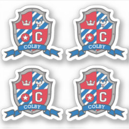 Letter C custom name Colby wolf dog knights crest Sticker | Zazzle