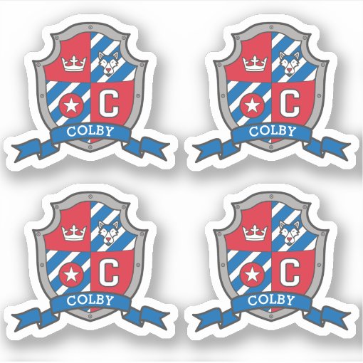 Letter C custom name Colby wolf dog knights crest Sticker | Zazzle