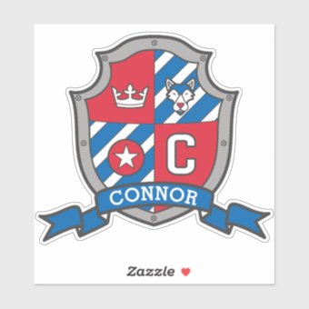 Letter C custom name Connor wolf knights crest Sticker | Zazzle