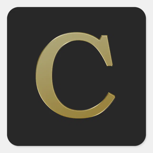 Letter C Gold Square Sticker | Zazzle