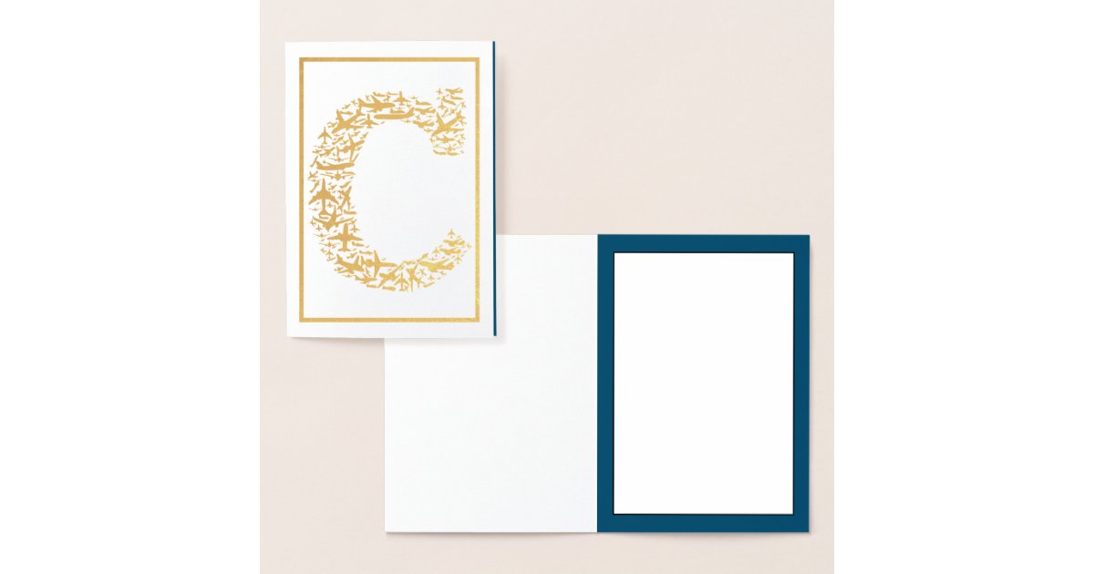 Letter C Initial Airplane Aviation Foil Card | Zazzle