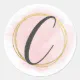 Letter C Monogram Blush Pink Watercolor Gold Chic Classic Round Sticker ...