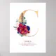 Letter C Monogram Floral Navy Blue and Burgundy Poster | Zazzle
