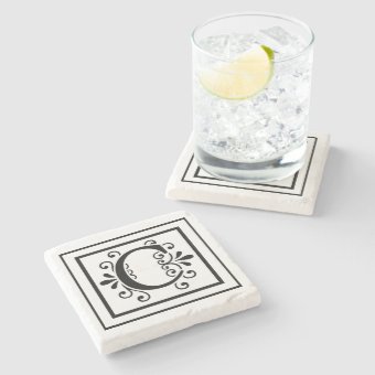 Letter C Monogram Stone Coasters | Zazzle