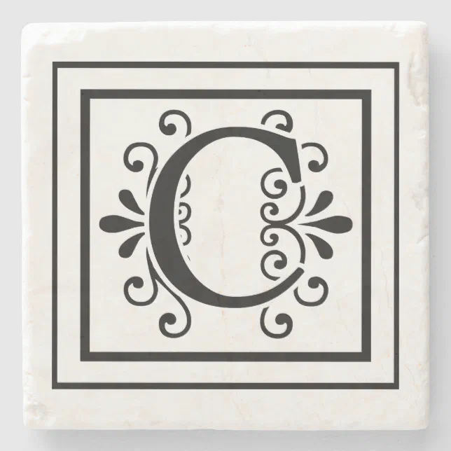 Letter C Monogram Stone Coasters | Zazzle