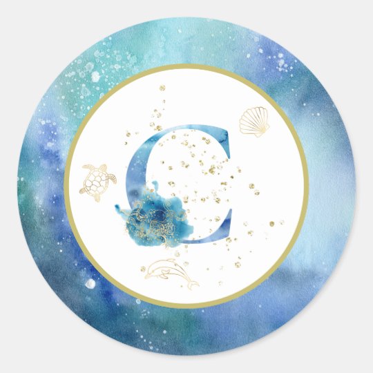 LETTER C - Nautical Beach Envelope Sticker | Zazzle.com