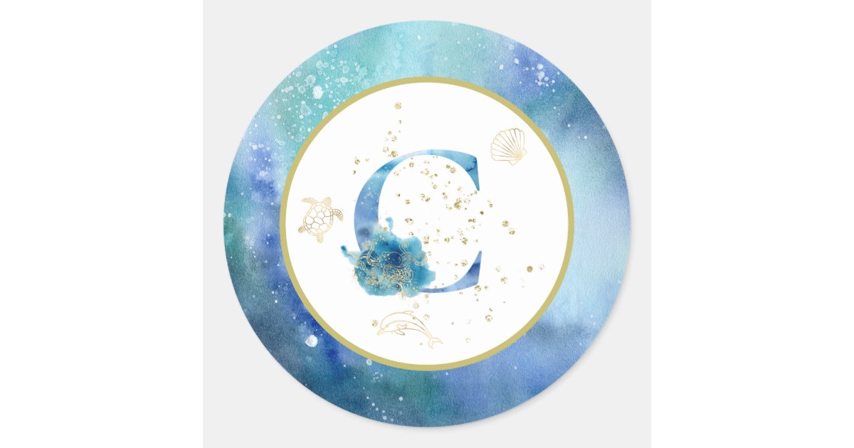 LETTER C - Nautical Beach Envelope Sticker | Zazzle