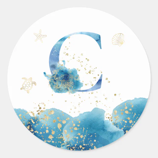 LETTER C - Sea Ocean Beach Envelope Sticker | Zazzle