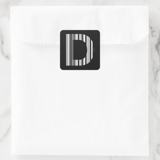 LETTER D BAR CODE First Initial Barcode Pattern Square Sticker | Zazzle