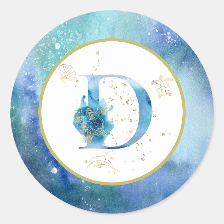 LETTER D - Nautical Beach Envelope Sticker | Zazzle