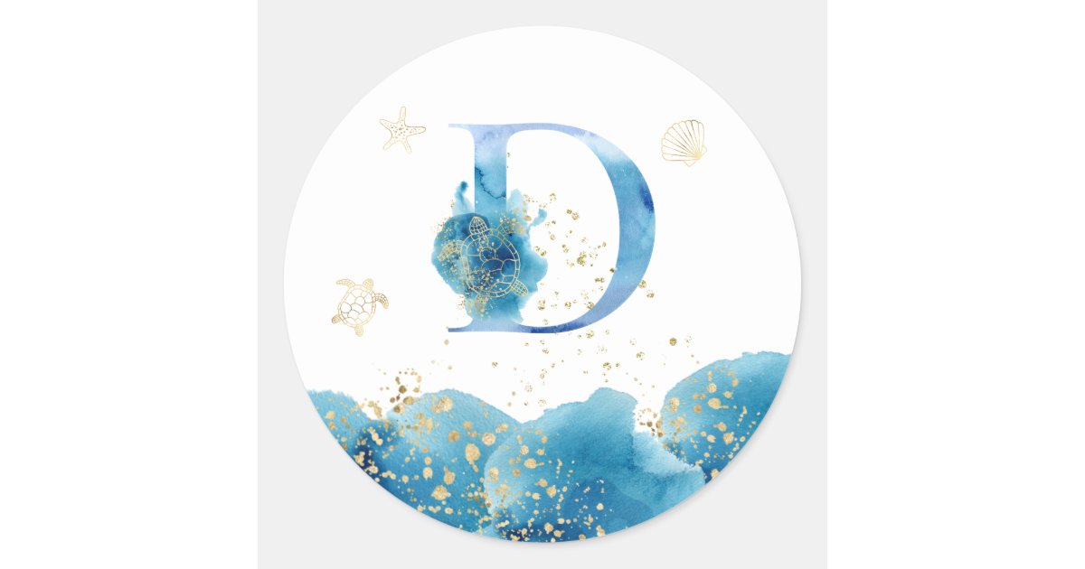 LETTER D - Sea Ocean Beach Envelope Sticker | Zazzle