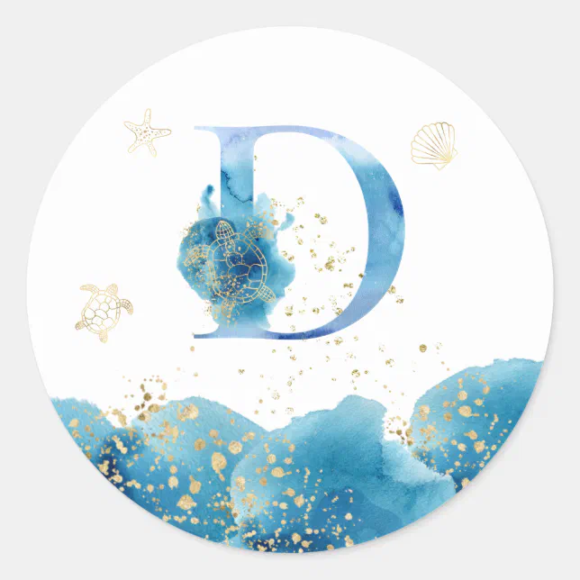 LETTER D - Sea Ocean Beach Envelope Sticker | Zazzle