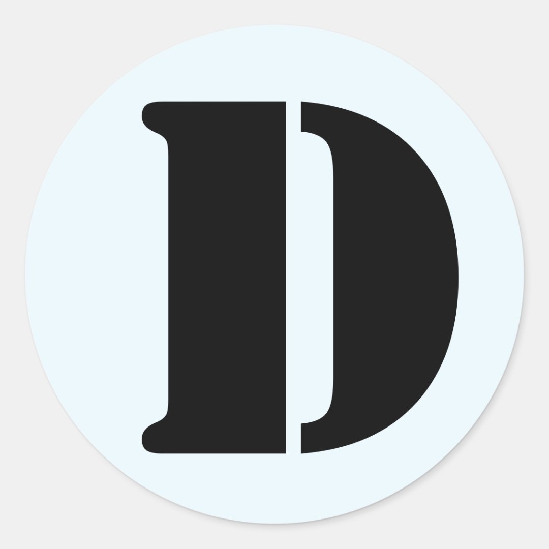 Letter D Stencil Alphabet by Janz Alice Blue Classic Round Sticker | Zazzle