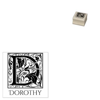 Letter D Vintage First Letter with Name Rubber Stamp | Zazzle