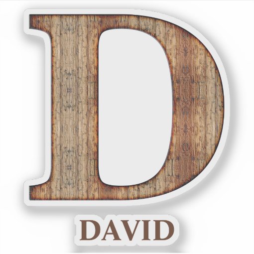 Letter D wood texture with custom name Sticker | Zazzle