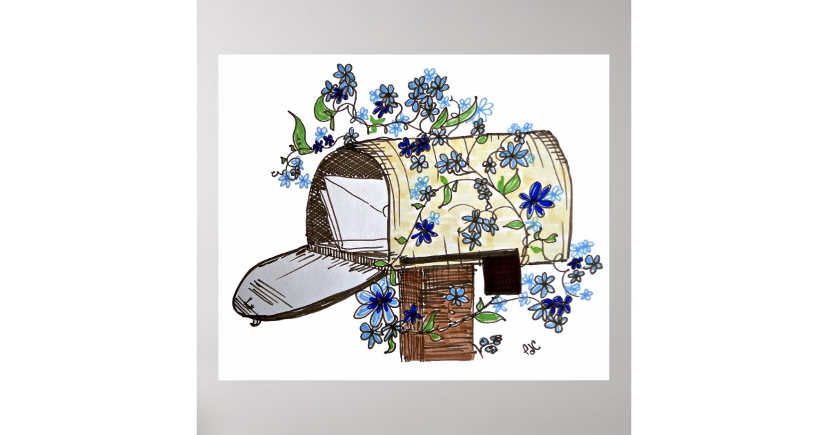 Letter Delivery Mailbox Art Poster | Zazzle
