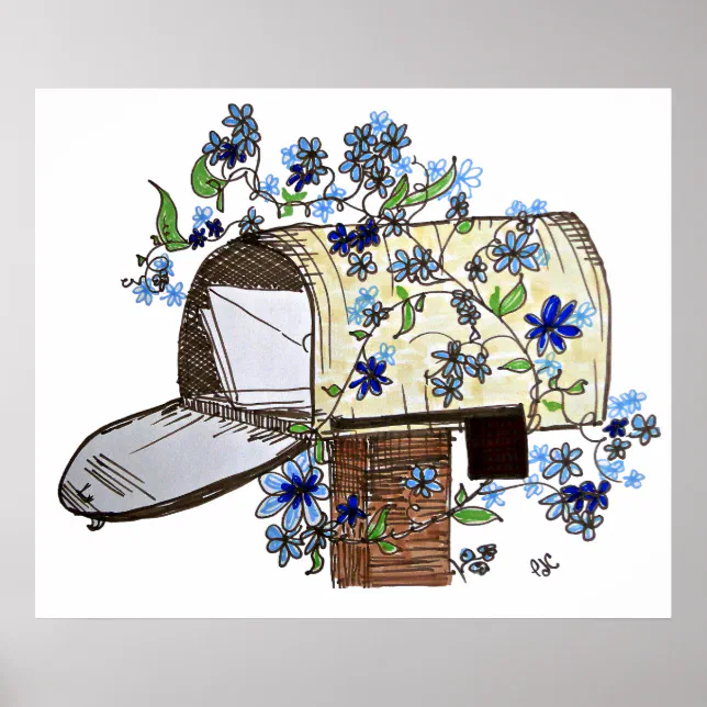 Letter Delivery Mailbox Art Poster | Zazzle