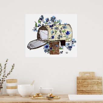 Letter Delivery Mailbox Art Poster | Zazzle