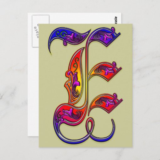 Letter E Alphabet Monogram Print Postcard | Zazzle
