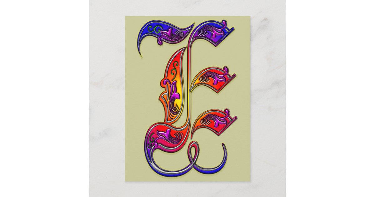 Letter E Alphabet Monogram Print Postcard | Zazzle